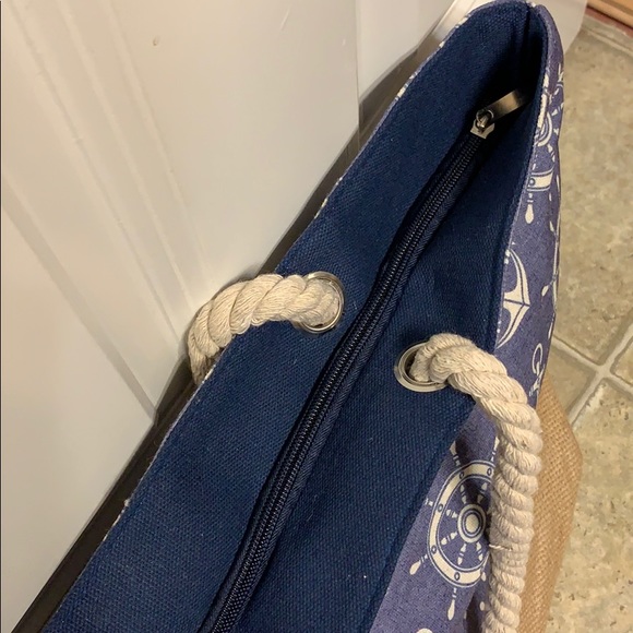 Bags | Blue Tote Anchor Boating Beach Tote Zip | Poshmark